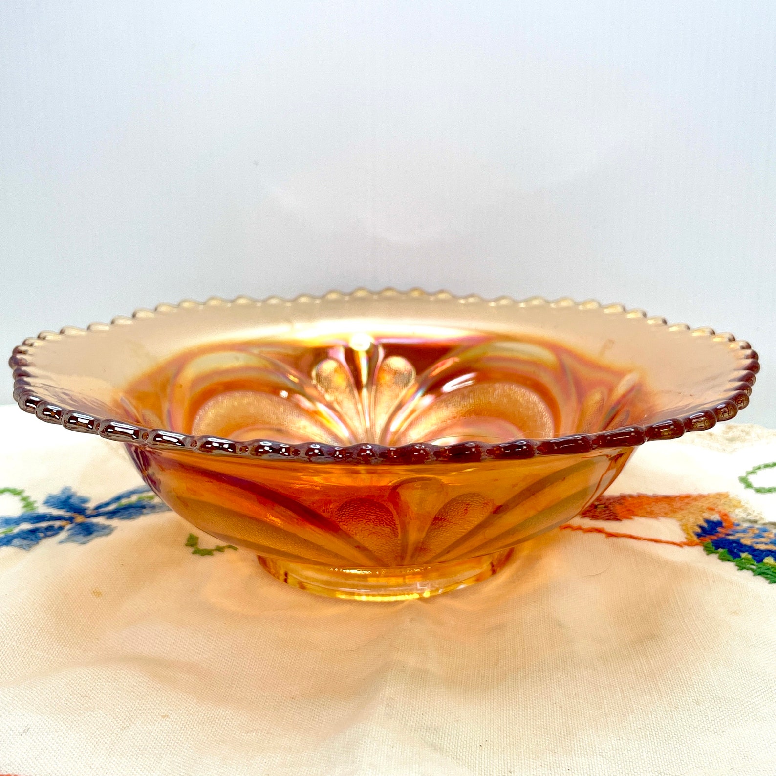Summit Art Glass – Marigold - Scroll Embossed Carnival Glass Bowl ...