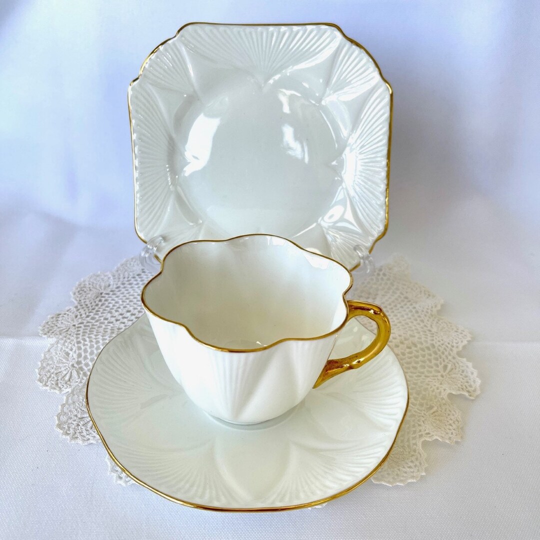 Vintage Shelley Bone China Teacup, Saucer and Side Plate Trio - Regency ...