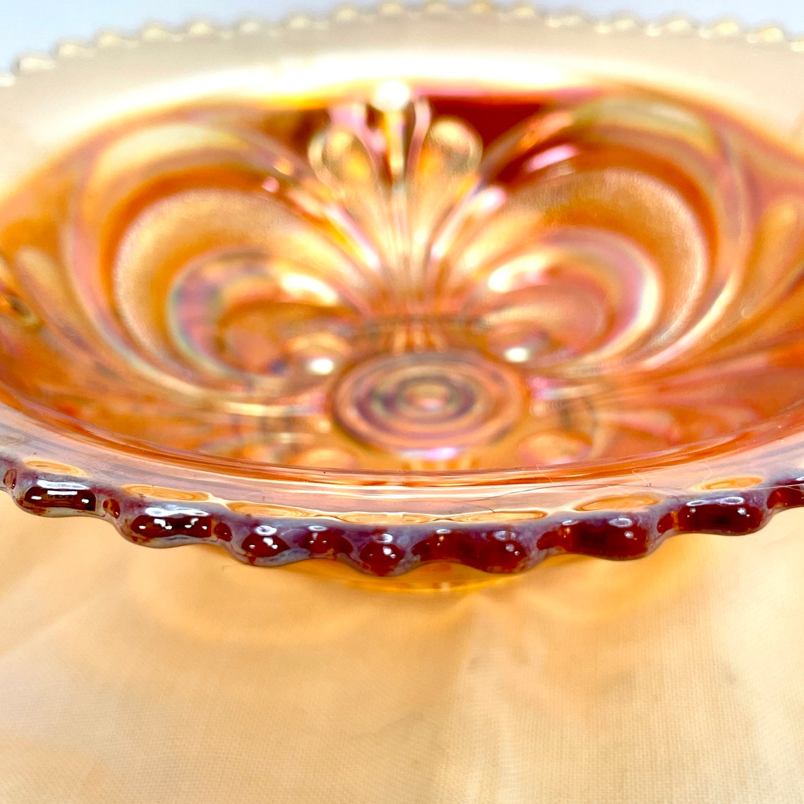 Summit Art Glass – Marigold - Scroll Embossed Carnival Glass Bowl ...