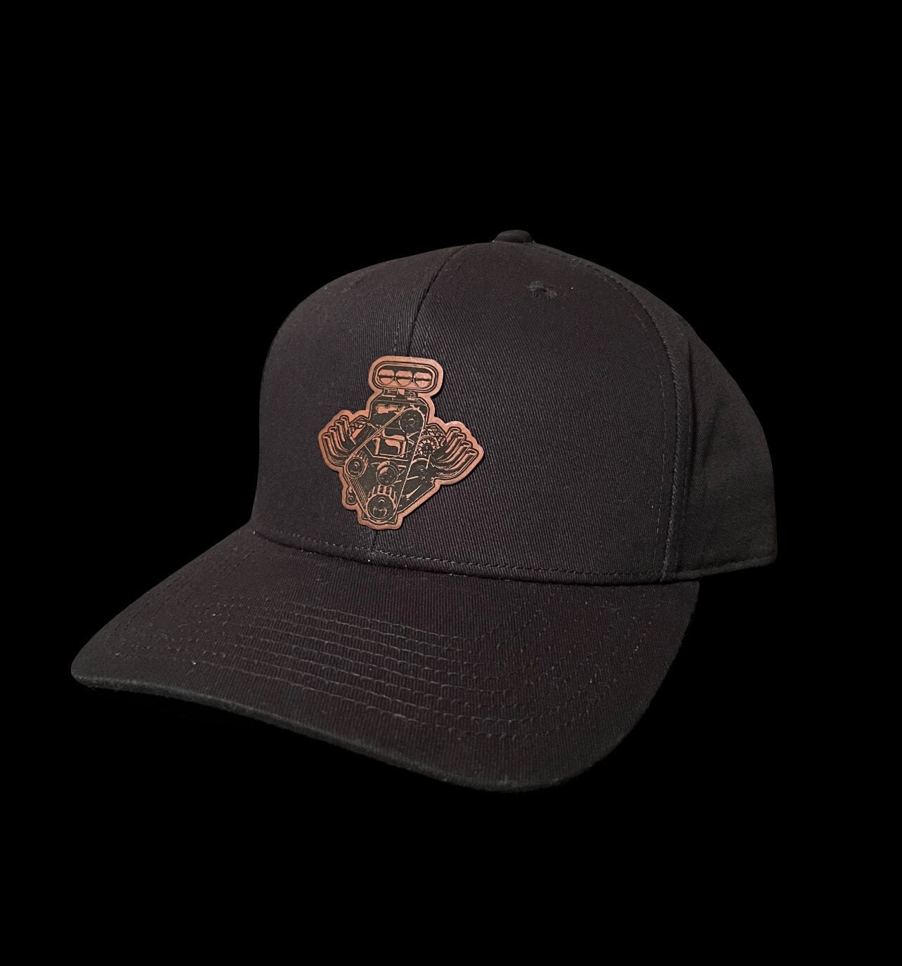 Custom Supercharged Engine Leather Patch Hat Leatherette Patch Trucker ...