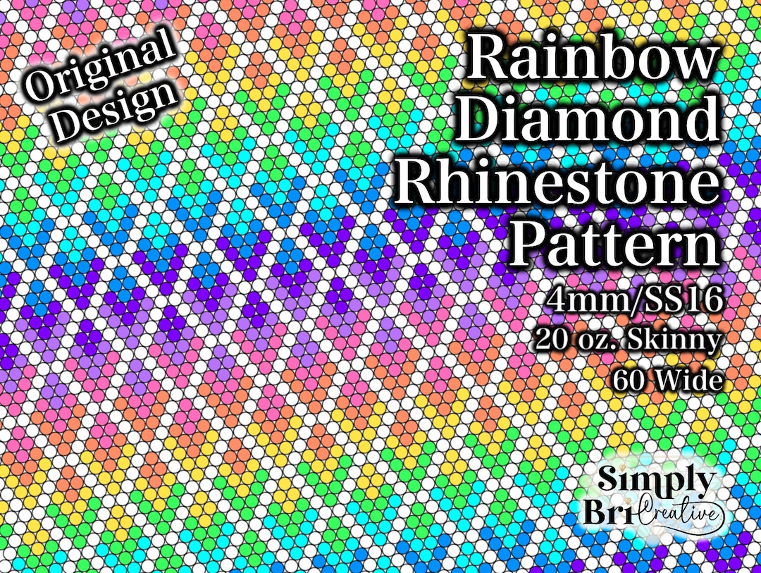 Rainbow Diamond Rhinestone Pattern | 20 Oz. Skinny | 60 Stones Wide ...