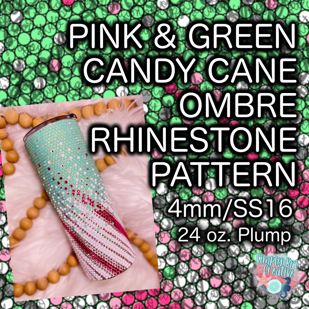 Pink & Green Candy Cane Ombre Rhinestone Pattern 24 Oz. - Etsy