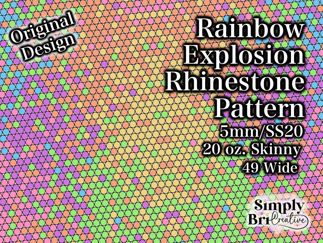 Rainbow Explosion Rhinestone Pattern | 20 Oz. Skinny | 49 Stones Wide ...