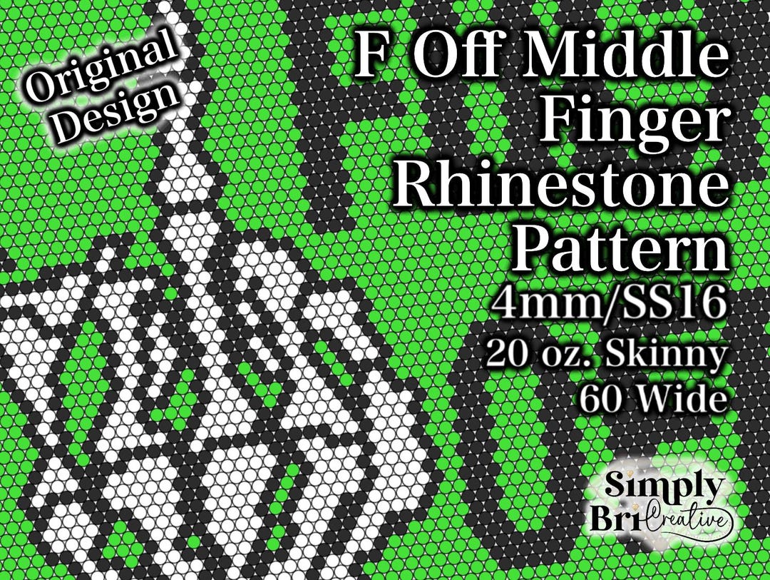F off Skelly Middle Finger Rhinestone Pattern | 20 Oz. Skinny | 60 ...