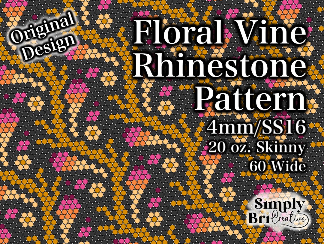 Floral Vine Rhinestone Pattern | 20 Oz. Skinny | 60 Stones Wide | Ss16 ...