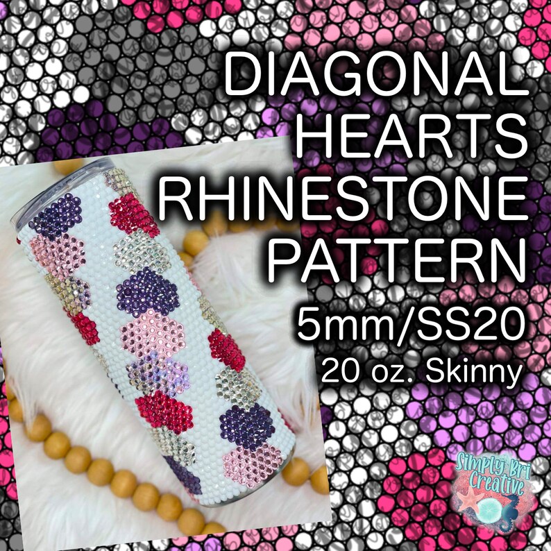 Diagonal Hearts Rhinestone Pattern 20 Oz. Skinny 5MM/SS20 - Etsy