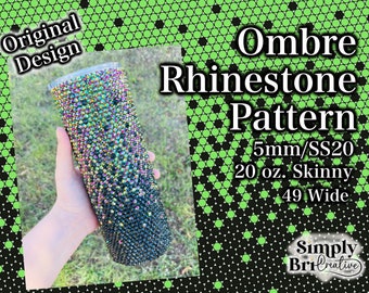 Ombre Sublimation Rhinestone Pattern 20 Oz. Skinny 49 Stones Wide Ss20 ...