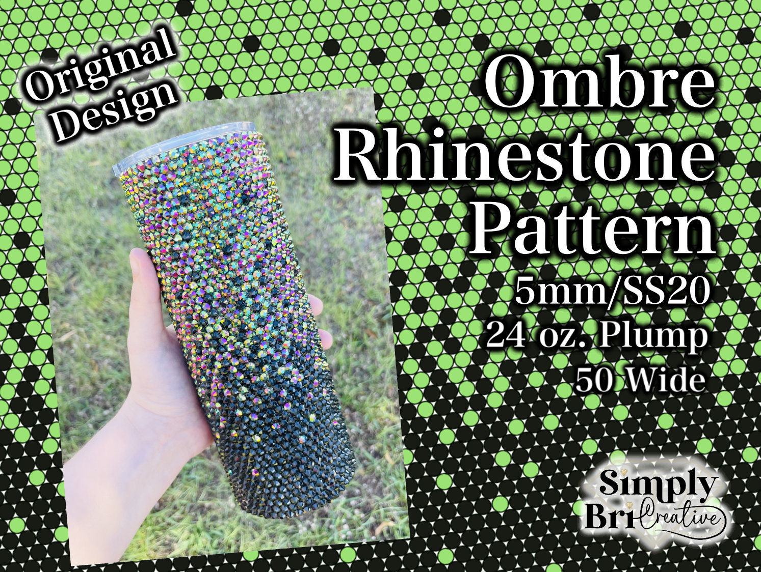 Ombre Rhinestone Pattern | 24 Oz. Plump | 50 Stones Wide | Ss20/5mm ...