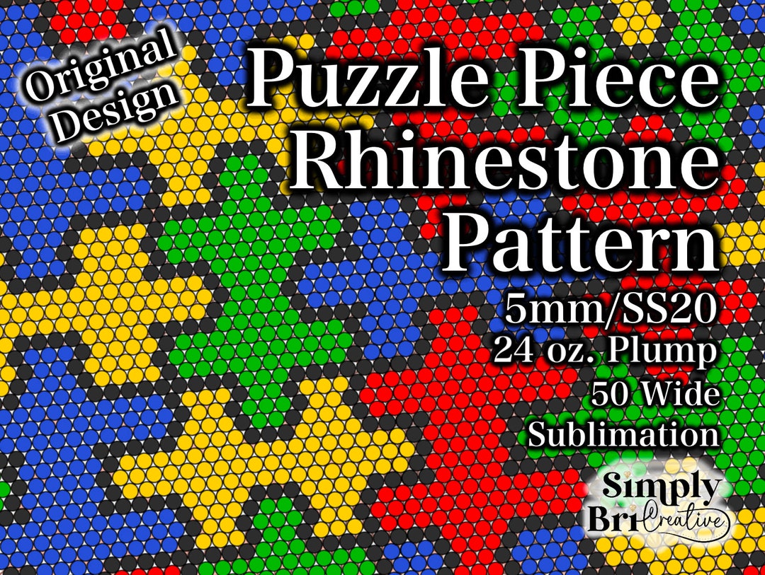 Puzzle Piece Rhinestone Sublimation Pattern | 24 Oz. Plump | 50 Stones ...
