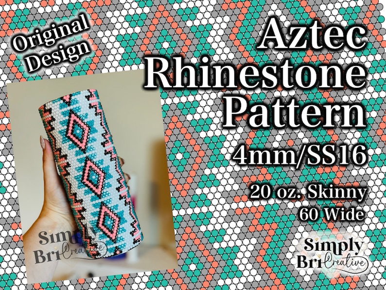 Aztec Rhinestone Pattern 20 Oz. Skinny 60 Stones Wide - Etsy