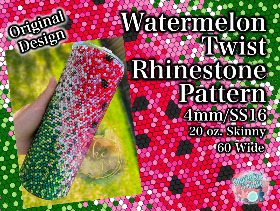 Watermelon Twist Rhinestone Pattern | 20 Oz. Skinny | 60 Stones Wide ...