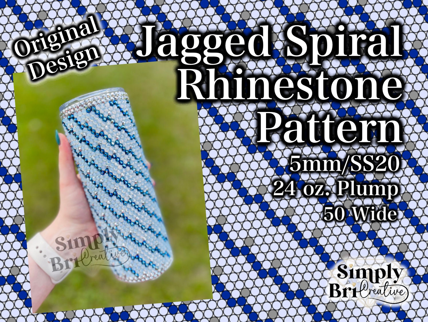 Jagged Spiral Rhinestone Pattern 24 Oz. Plump 50 Stones Wide Ss20/5mm ...