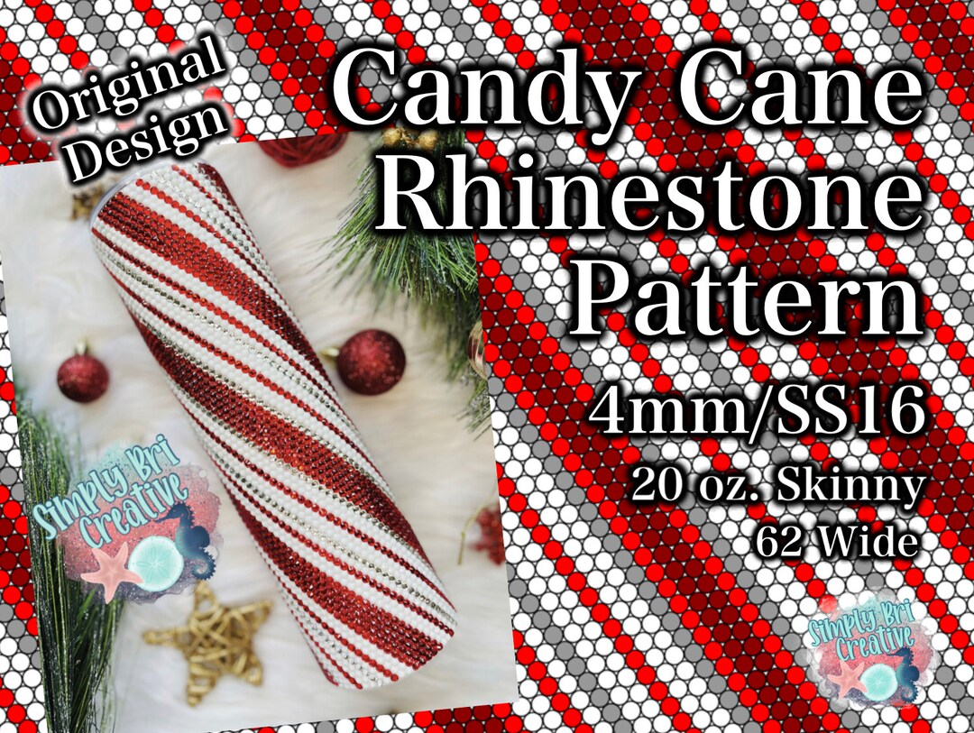 Candy Cane Rhinestone Pattern 20 Oz. Skinny 62 Stones Wide - Etsy