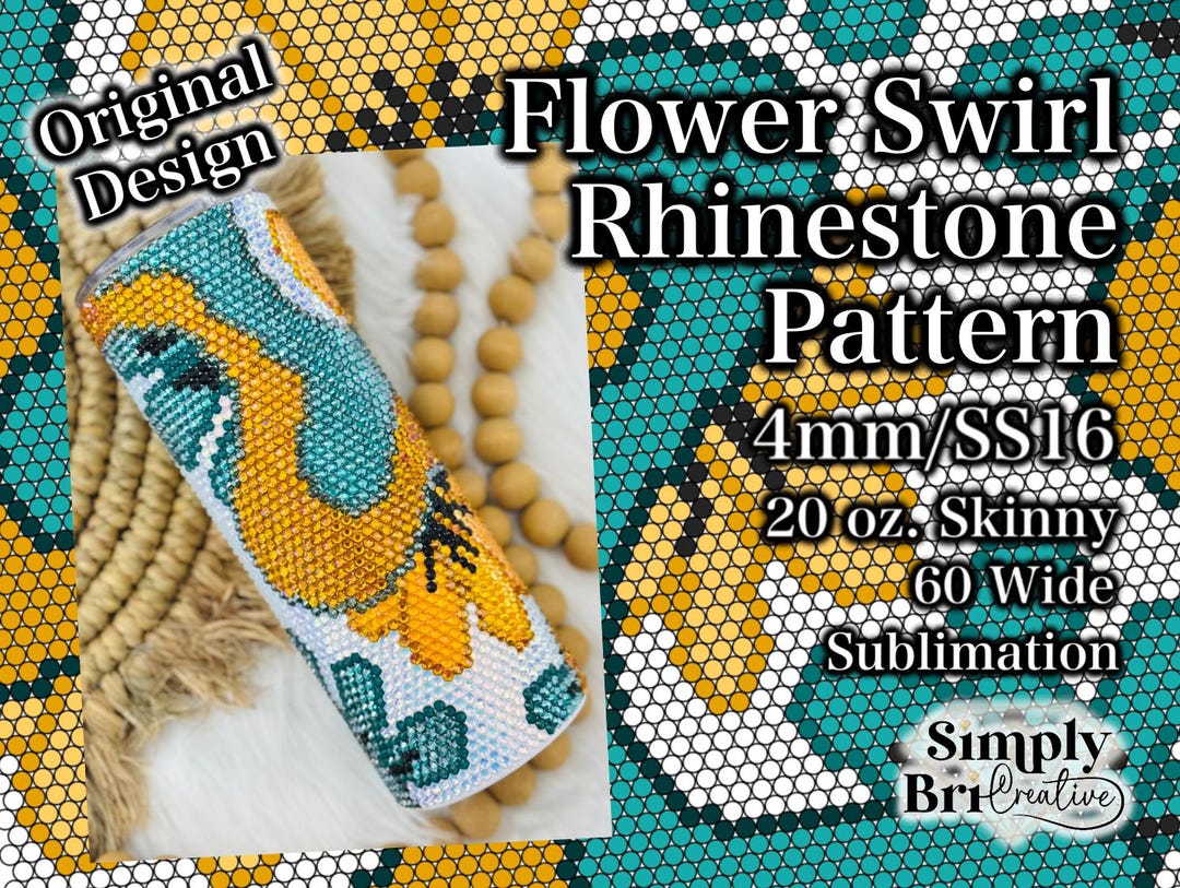 Flower Swirl Rhinestone Sublimation Pattern | 20 Oz. Skinny | 60 Stones ...