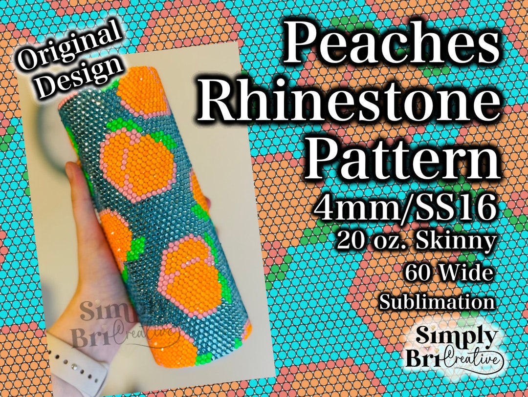 Peaches Rhinestone Sublimation Pattern | 20 Oz. Skinny | 60 Stones Wide ...