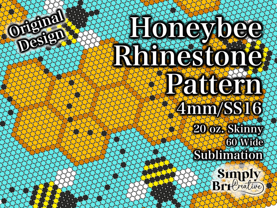 Honeybee Rhinestone Sublimation Pattern | 20 Oz. Skinny | 60 Stones ...