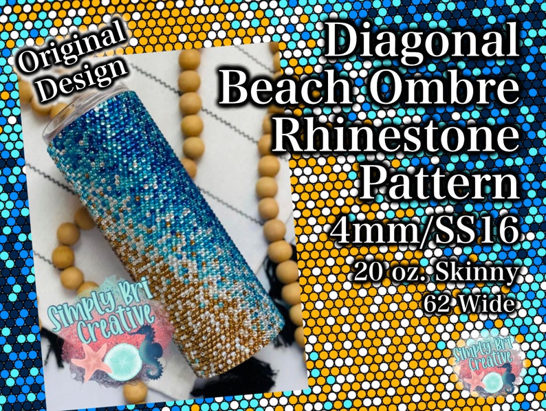 Diagonal Beach Ombre Rhinestone Pattern 20 Oz. Skinny 62 - Etsy