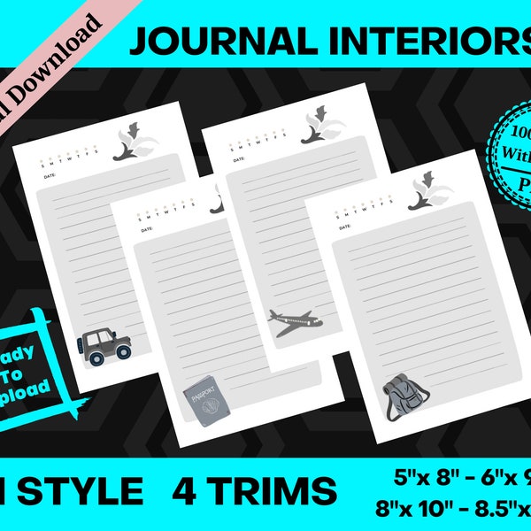 Travel Journal Interior Template - Etsy