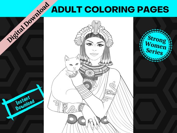 Strong Woman Digital Coloring Page Printable Adult Coloring - Etsy