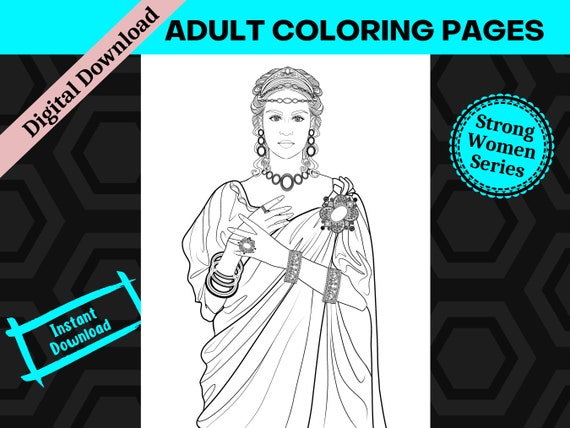 Strong Woman Digital Coloring Page Printable Adult Coloring | Etsy