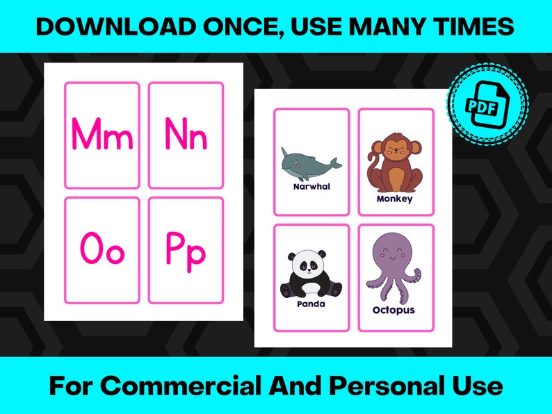 20 Alphabet and Number Flashcards for Kids Girls Boys - Etsy