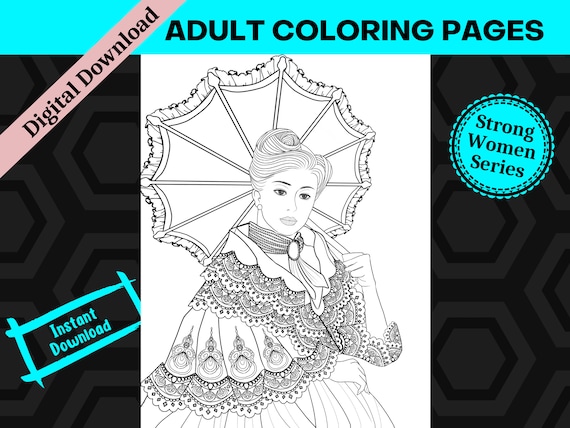 Strong Woman Digital Coloring Page Printable Adult Coloring - Etsy