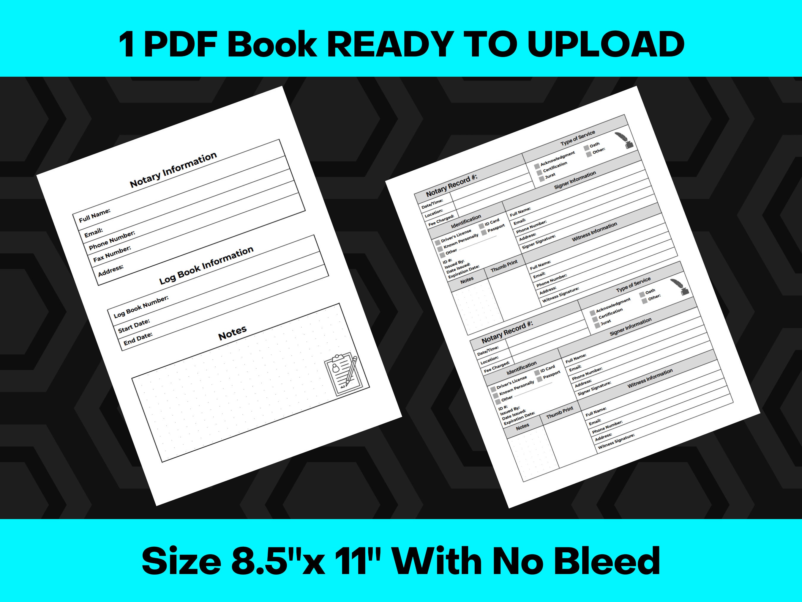 KDP Notary Journal Log Book Interior Instant Download 109 - Etsy