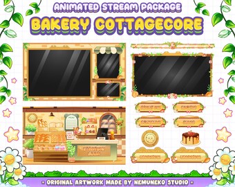 Cute Bakery Twitch Stream Overlay Package | Customizable | Animated ...