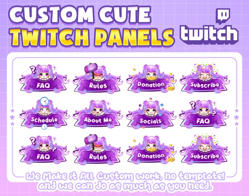 Custom Chibi Cute Twitch Panels for Your Stream / Personalized - Etsy
