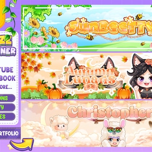 Custom Chibi Cute Banner or Header for Social Media / Twitch Banner ...