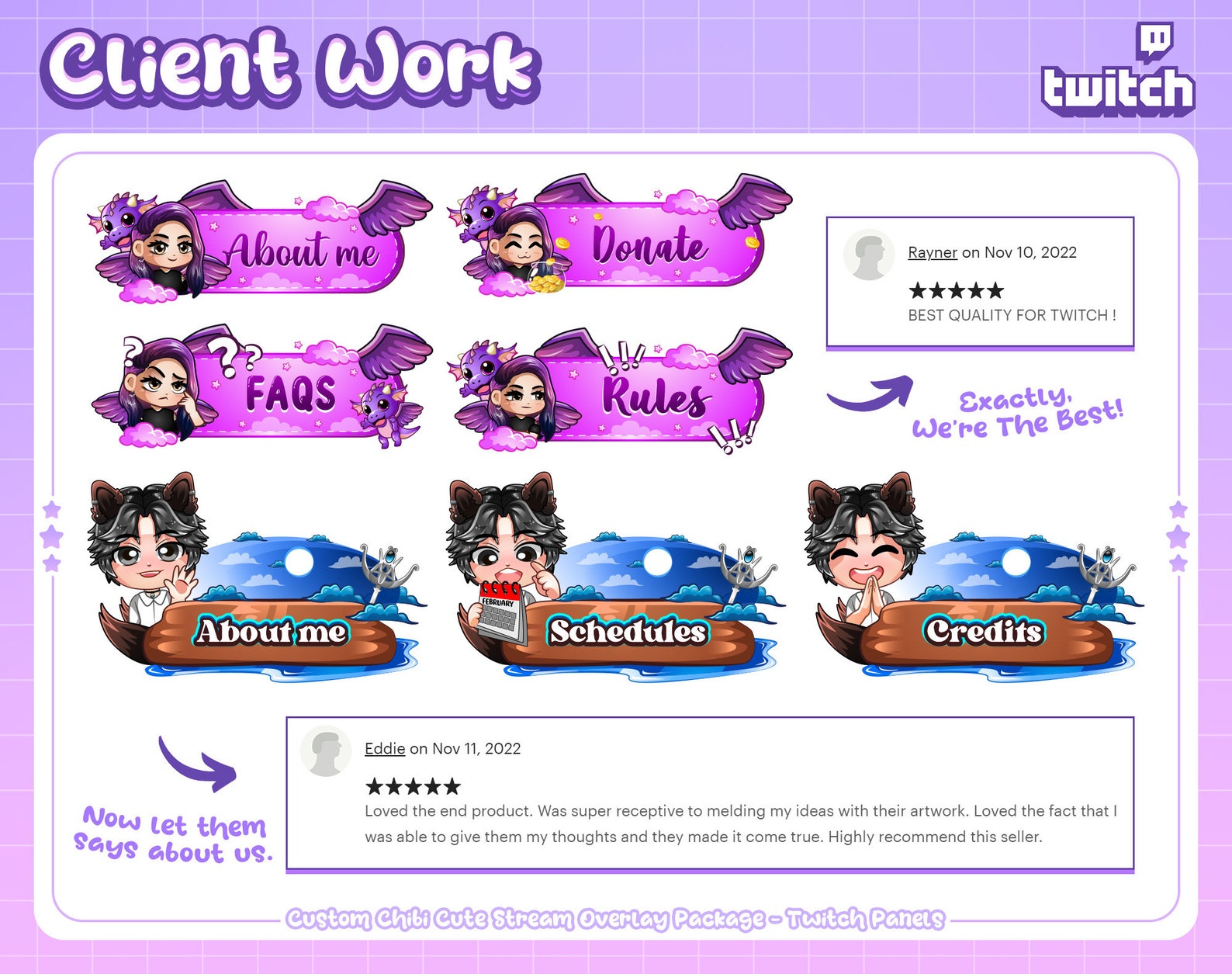 Custom Chibi Cute Twitch Panels for Your Stream / Personalized - Etsy
