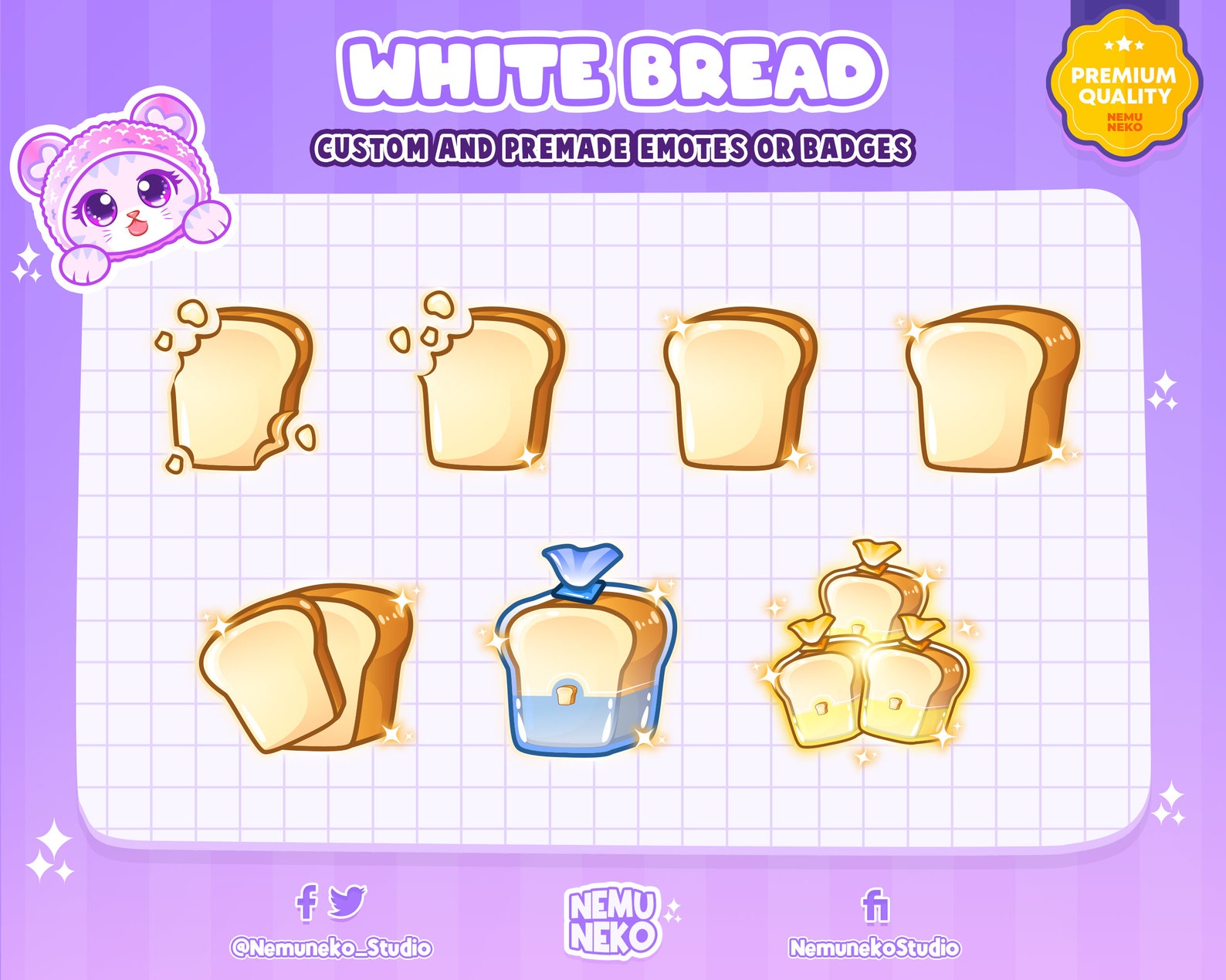 7x White Bread Sub Badges or Bit Badges for Twitch Discord - Etsy