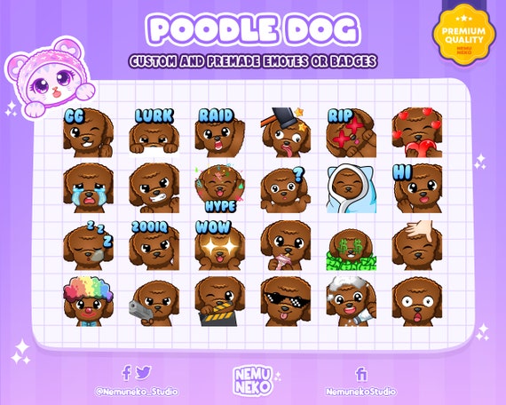 24x Brown Poodle Dog Emotes / Poodle Puppy Emotes for Your - Etsy