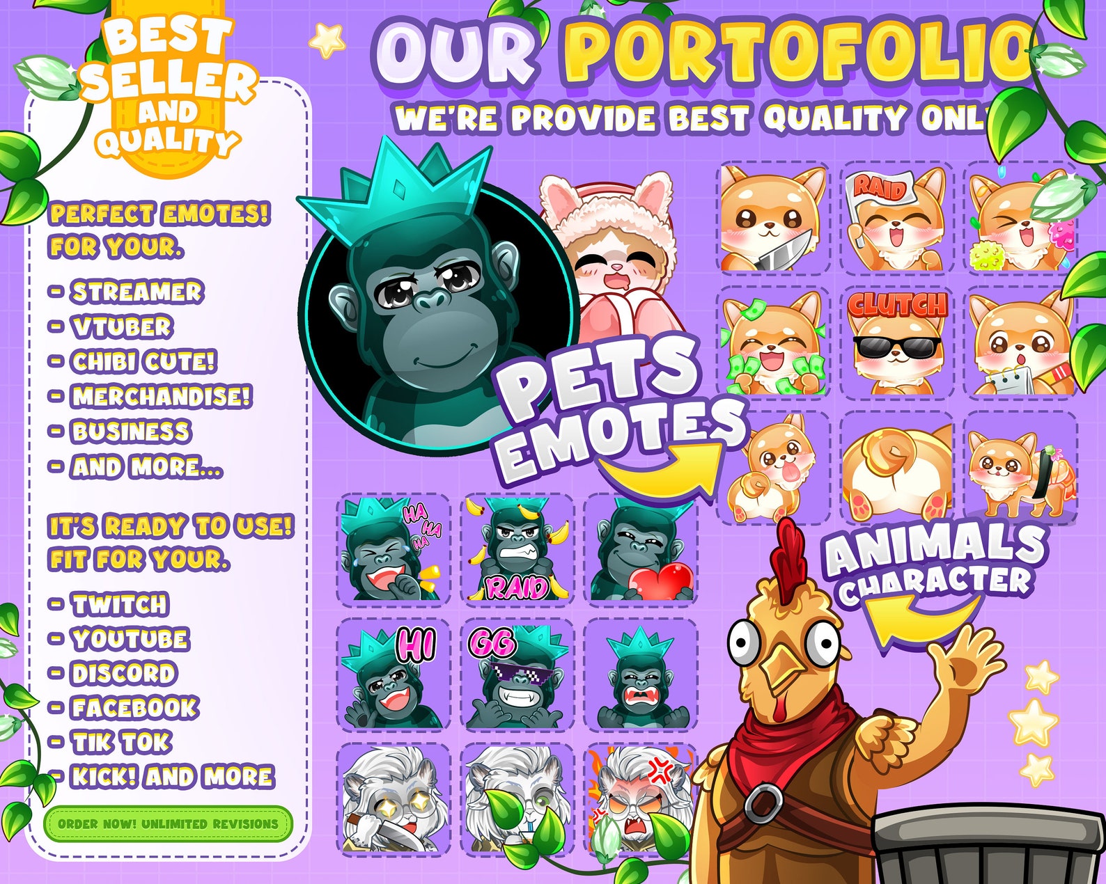 9x Custom Emotes for Twitch, Youtube, Discord or Facebook / Custom ...