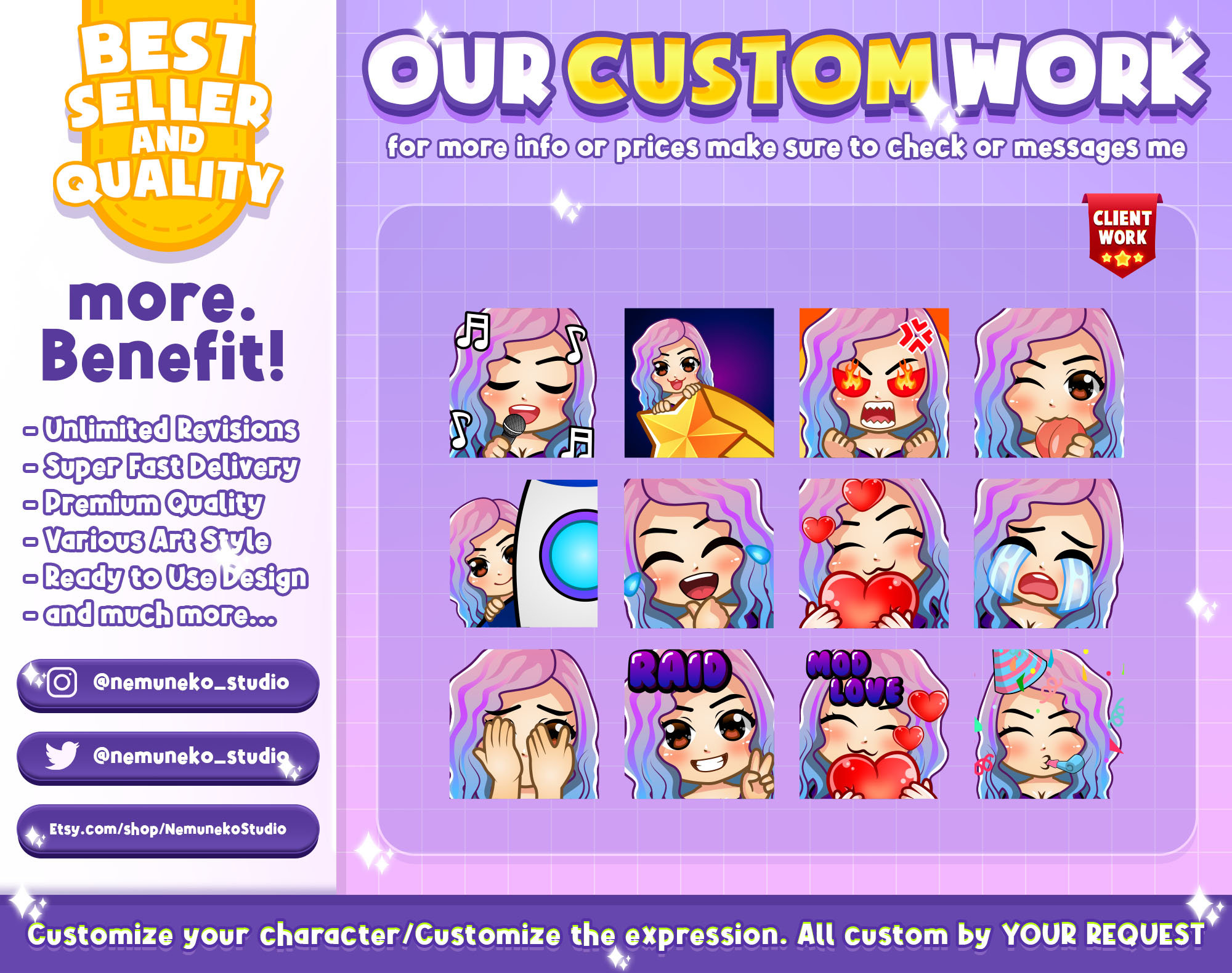 15x Custom Emotes for Twitch Youtube Discord or Facebook / | Etsy Canada
