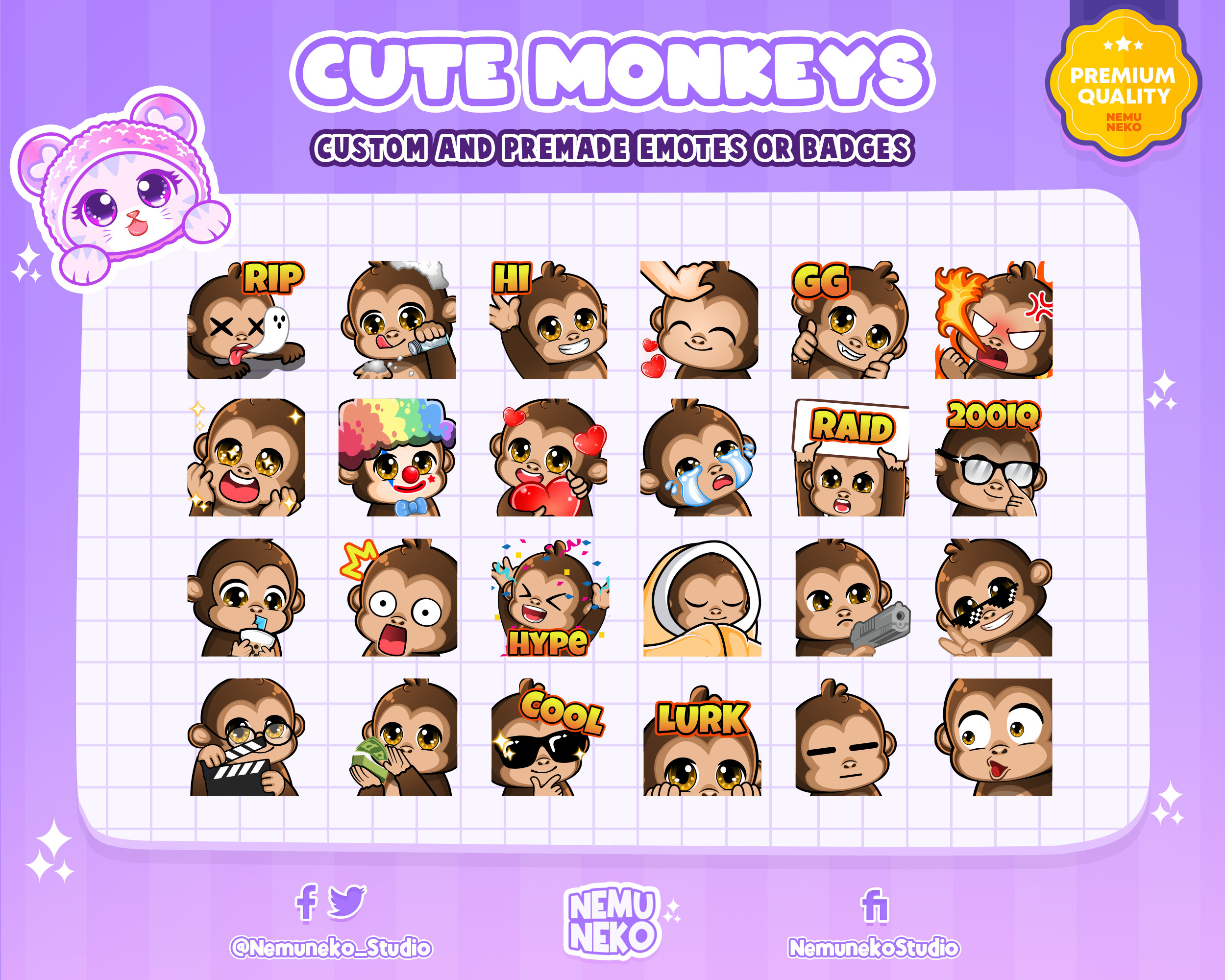 Set Of 15 Twitch Emotes And Discord Stickers Br