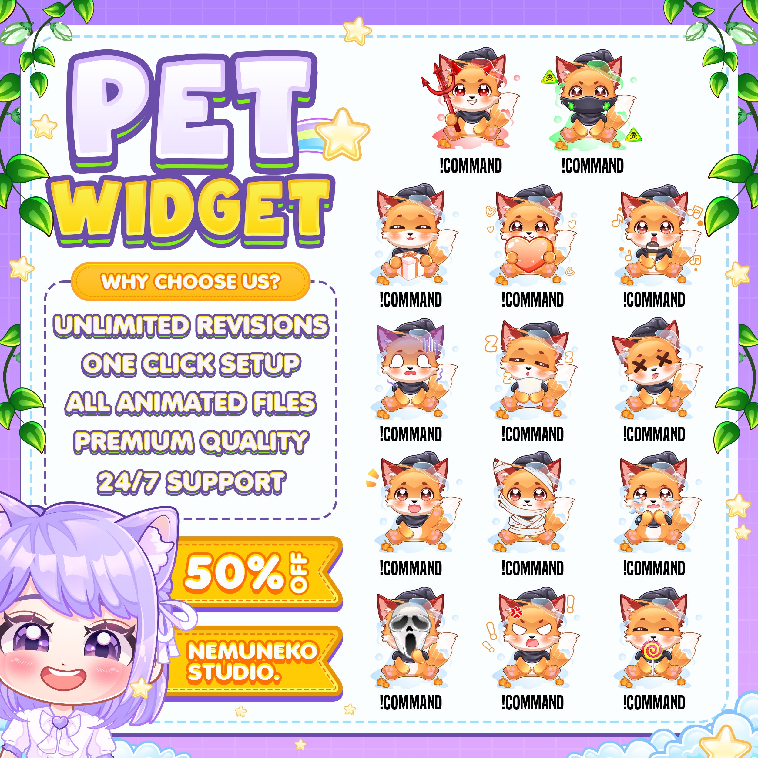 Custom Chibi Cute Stream Pet Widget / Animated Stream Widget / Pet ...