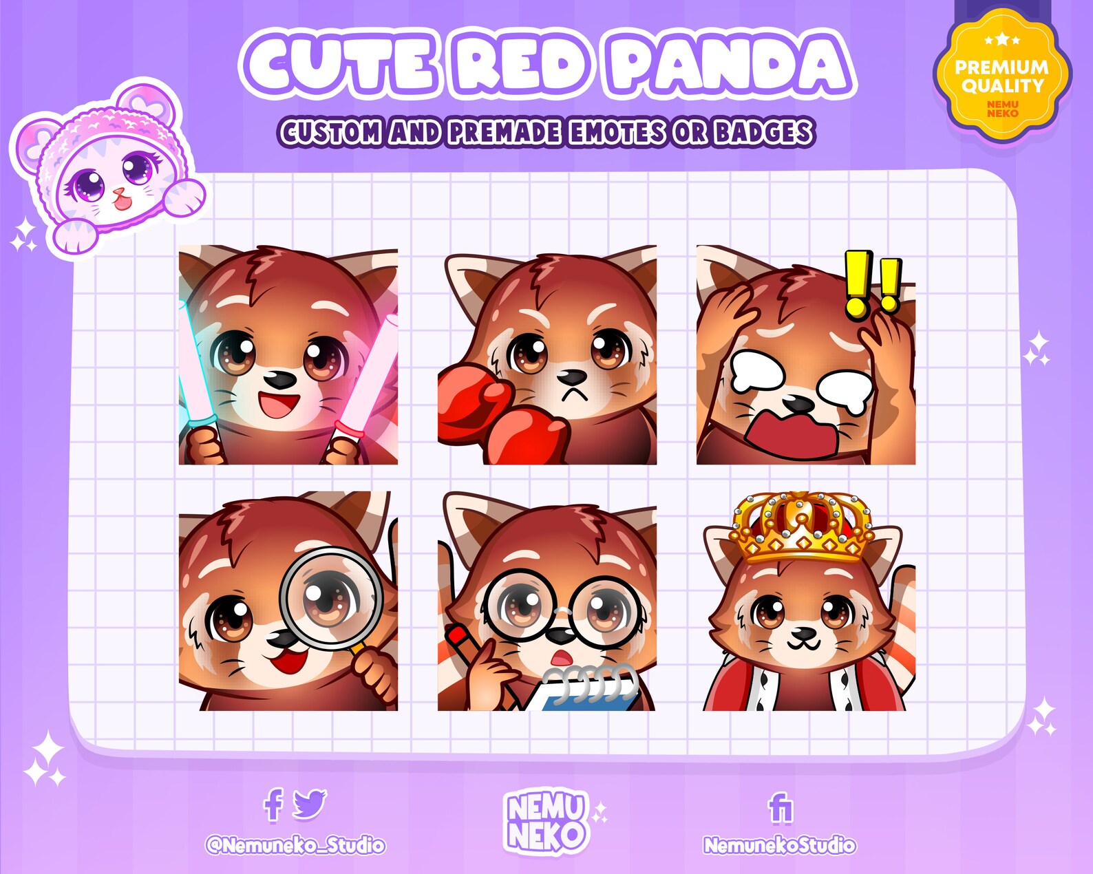 6x Red Panda Emotes Happy Red Panda Emotes Fight Red Panda - Etsy