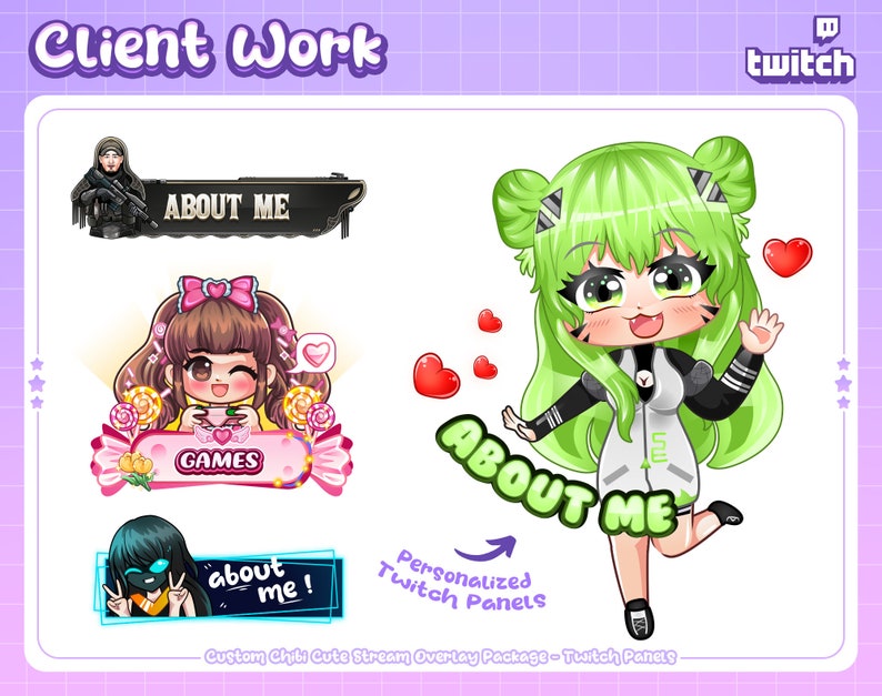 Custom Chibi Cute Twitch Panels for Your Stream / Personalized - Etsy