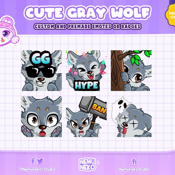 Wolf Emotes - Etsy