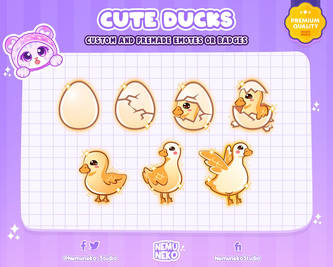 7x Cute Ducks Sub Badges or Bit Badges for Twitch, Discord, Facebook ...