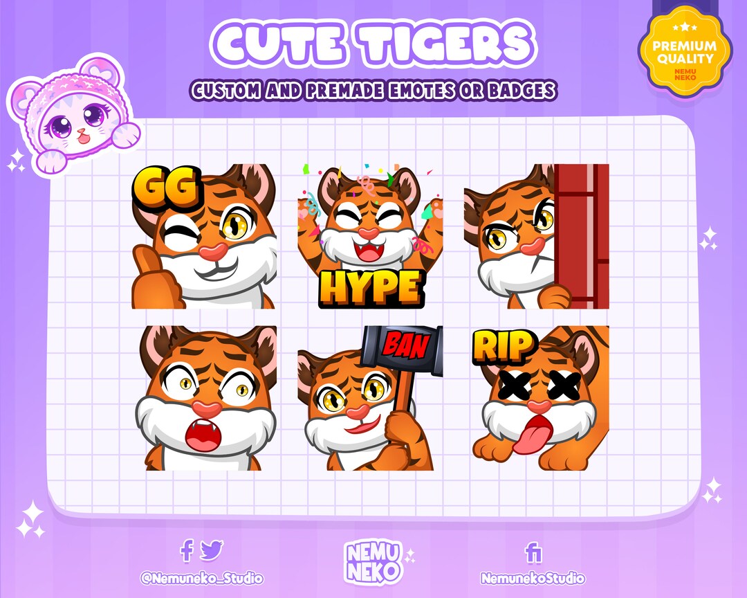 6x Cute Tiger Emotes | GG Tiger Emotes | Hype Tiger Emotes| Hype Tiger ...