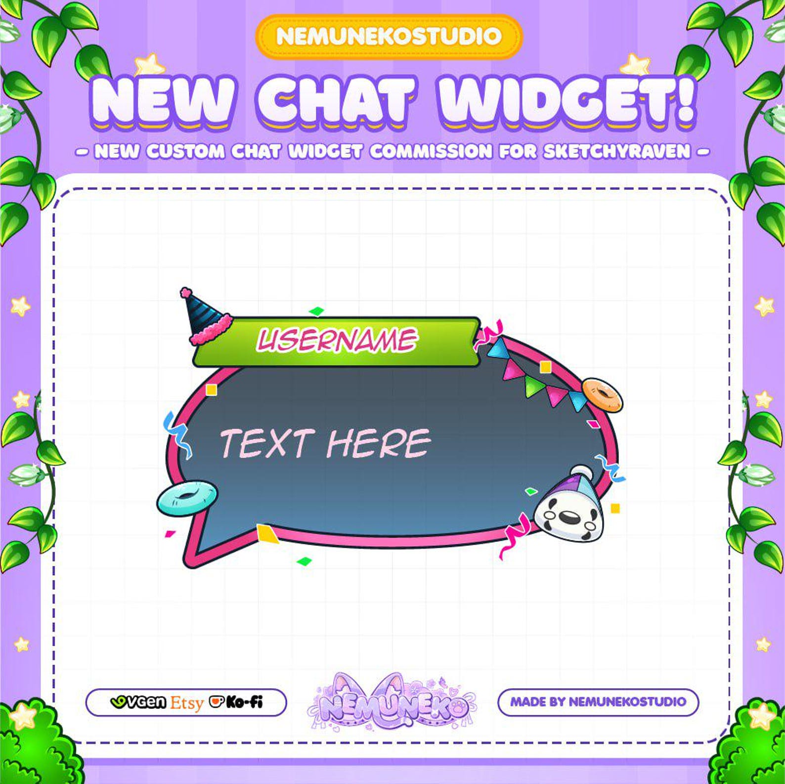 Custom Chibi Cute Chat Widget Bubble for Twitch, Kick or Youtube ...