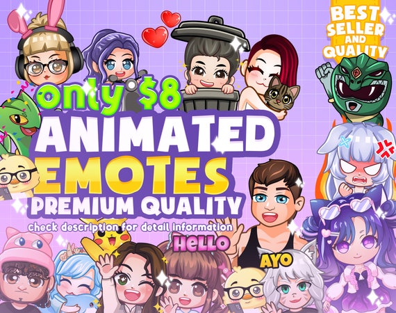 Custom Animated Emotes Emojis Sub Emotes for Your Twitch - Etsy
