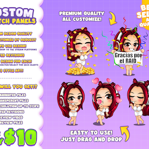 Custom Animated Chibi Cute Stream Alerts for Twitch, Youtube, Streaming ...