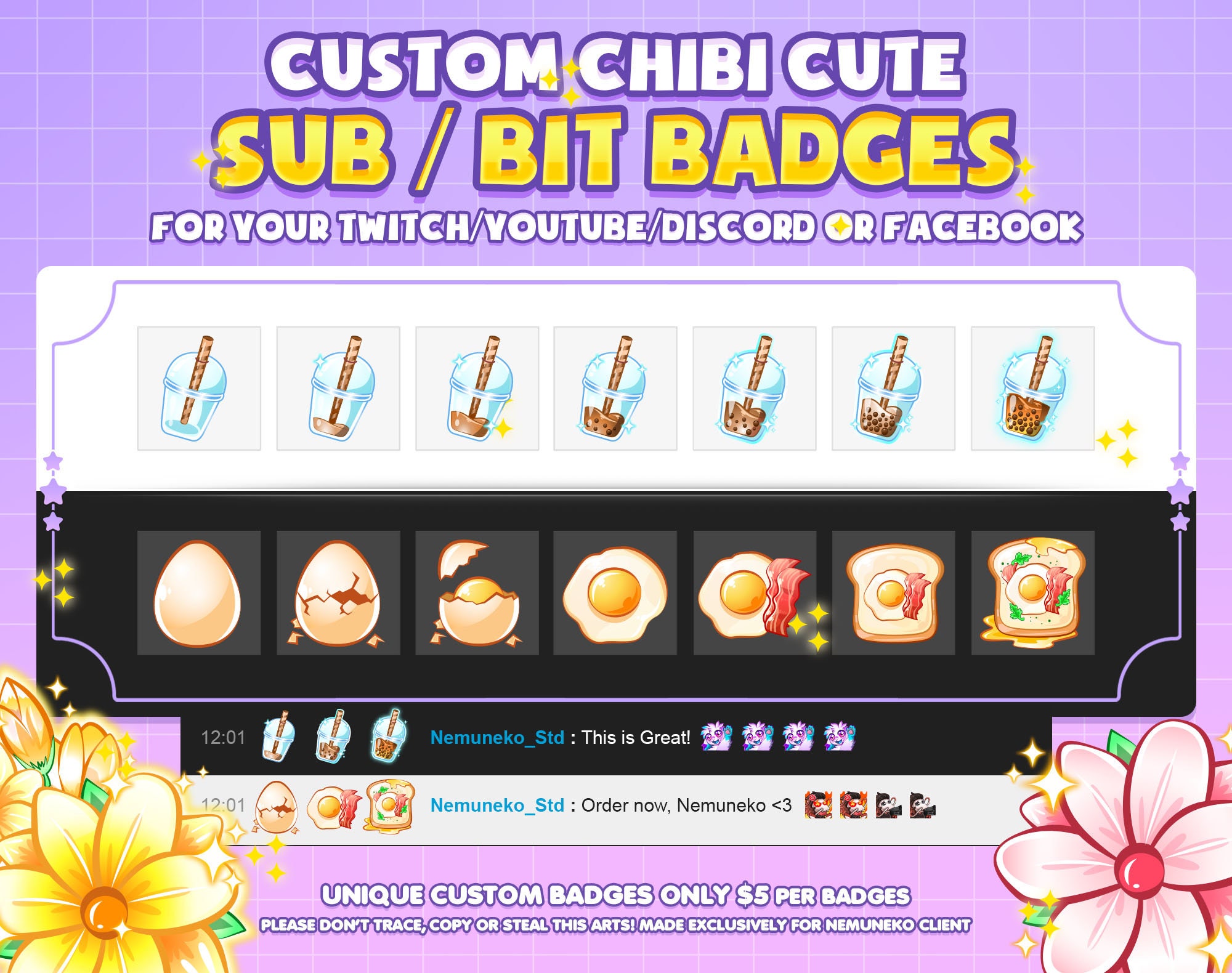 Custom Cute Sub Badges or Bit Badges for Twitch / Youtube / - Etsy