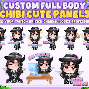Custom Full Body Chibi Cute Panels or Button Information for Twitch ...