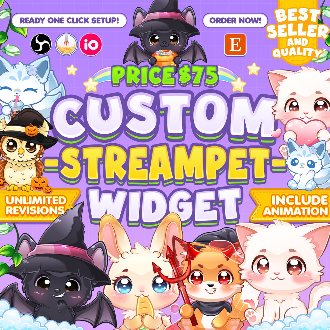 Custom Chibi Cute Stream Pet Widget / Animated Stream Widget / Pet ...