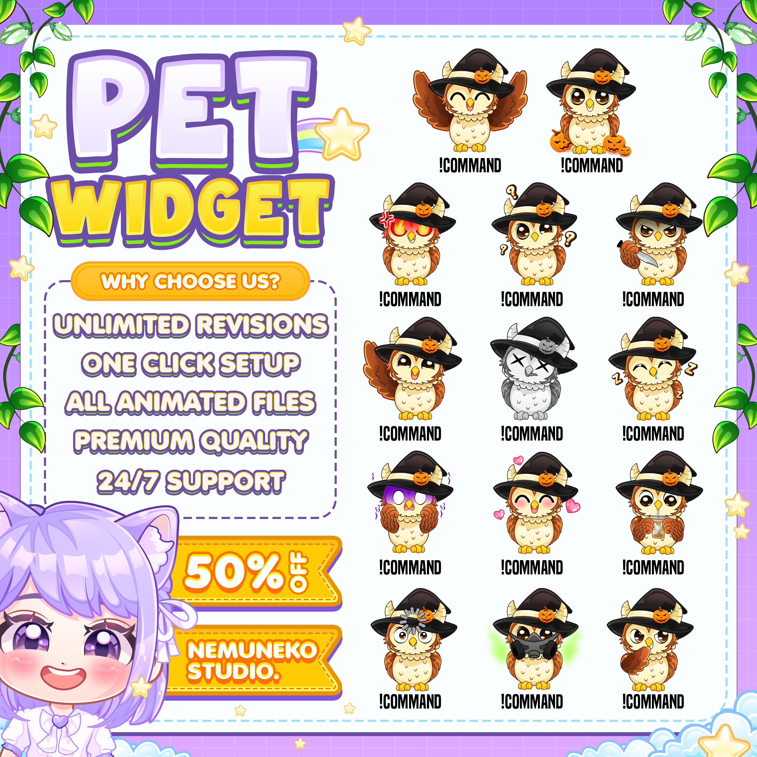 Custom Chibi Cute Stream Pet Widget / Animated Stream Widget / Pet ...