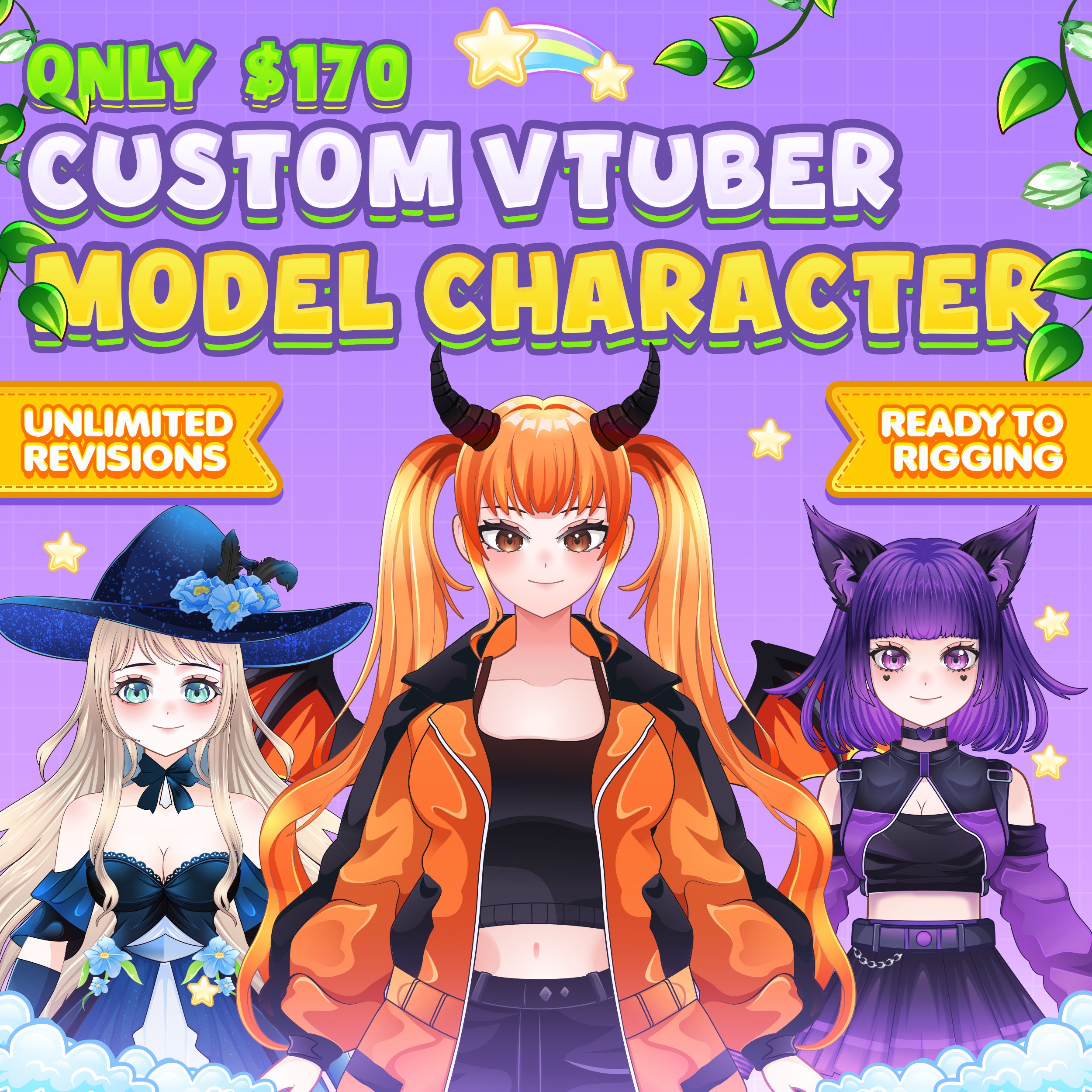 Custom Cute Vtuber Character Model for Your Twitch, Kick or Youtube ...